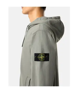 Stone Island Logo Patch Zip-up Hoodie - Gray