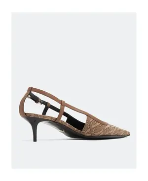 Versace Logo Jacquard Slingback Pumps With Stiletto Heel
