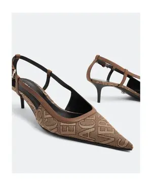 Versace Logo Jacquard Slingback Pumps With Stiletto Heel