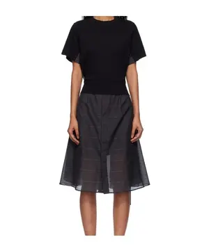 Sacai Round Neck Short Sleeve Dress