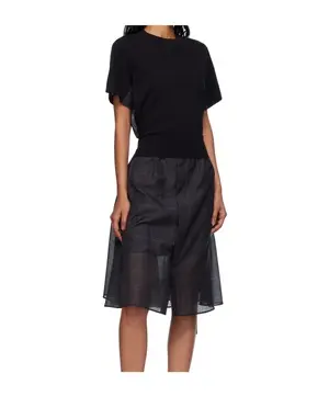 Sacai Round Neck Short Sleeve Dress