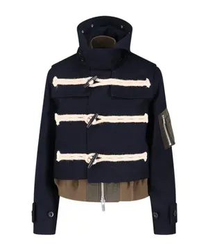 Sacai Toggle-fastening Rope Detailed Hooded Jacket - Black