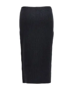 TOM FORD High-waisted Ribbed Knit Midi Skirt With Zipper And Padlock Detail - Black
