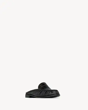 Saint Laurent Le Loafer Logo Plaque Slip-on Mules - Black