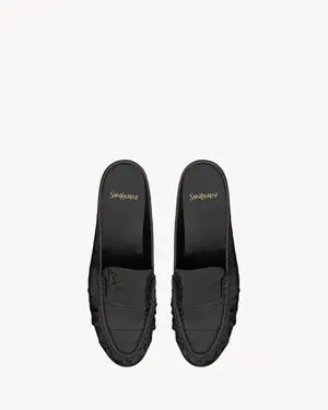 Saint Laurent Le Loafer Logo Plaque Slip-on Mules - Black