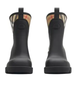 Burberry Round-toe Checked Heeled Boots - Black