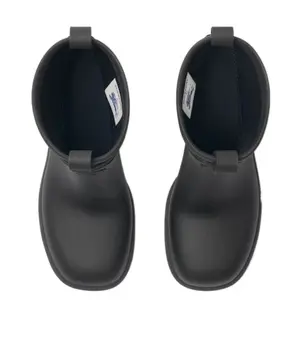 Burberry Round-toe Checked Heeled Boots - Black