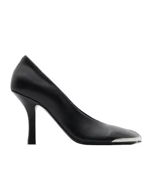 Burberry Square Toe Stiletto Pumps With Quilted Insole And Equestrian Knight Sole Design