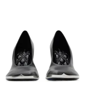 Burberry Square Toe Stiletto Pumps With Quilted Insole And Equestrian Knight Sole Design