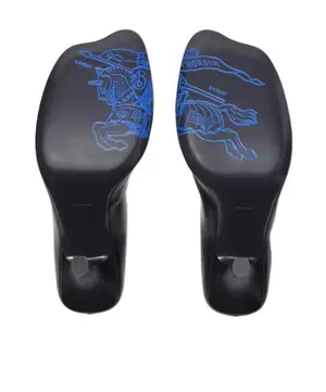 Burberry Square Toe Stiletto Pumps With Quilted Insole And Equestrian Knight Sole Design