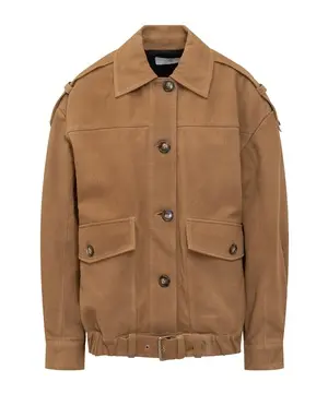IRO PARIS Long Sleeve Collared Jacket - Brown