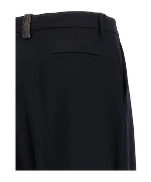 Fabiana Filippi Embellished Waist Wide Leg Trousers - Blue