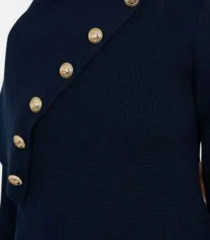 Rabanne Oversized Turtleneck Jumper With Decorative Buttons - Black