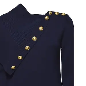 Rabanne Oversized Turtleneck Jumper With Decorative Buttons