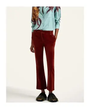 La DoubleJ Velvet Cropped Trousers - Brown