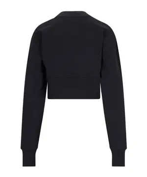 Balmain Logo Printed Crewneck Cropped Sweatshirt - Black