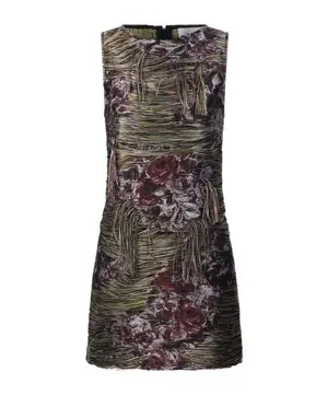 GANNI Tapestry Fringed Mini Dress - Black