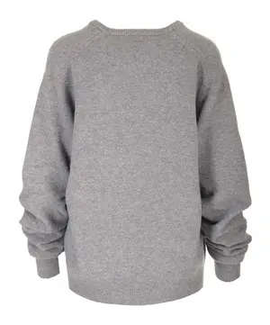 Tory Burch V-neck Wool Jumper With Floral Detail - Gray