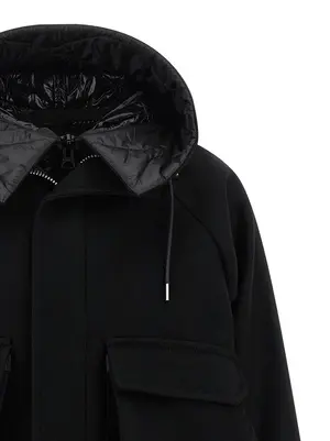 Sacai Melton Wool Blouson With Quilted Nylon Overlay
