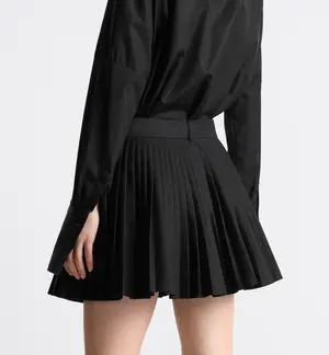 Dior Pleated Mini Skirt With Double Buckle Belt - Black