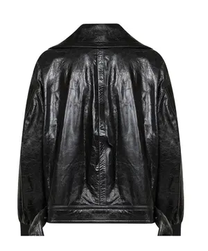 Co Asymmetric Textured Leather Coat
