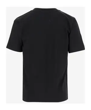 Burberry Logo Embroidered Check-trim T-shirt - Black