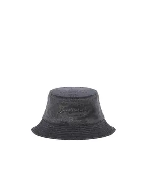 Jacquemus Embroidered Logo Bucket Hat - Dark Gray