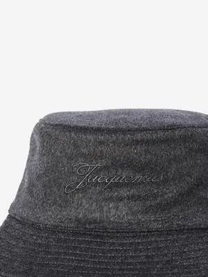 Jacquemus Embroidered Logo Bucket Hat - Dark Gray