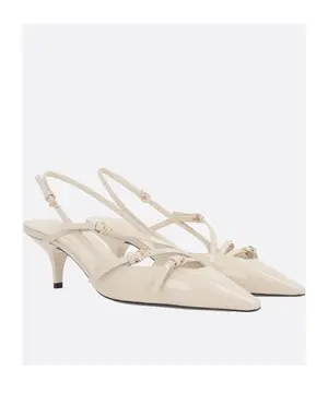 Miu Miu Buckled Patent Slingback Pumps - Ivory