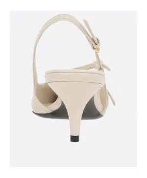 Miu Miu Buckled Patent Slingback Pumps - Ivory