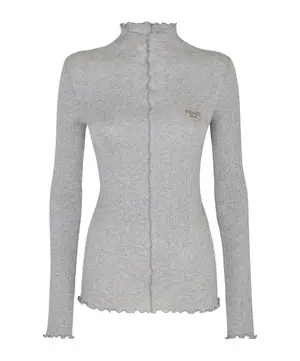 Fendi Mock Neck Knitted Jumper - Light Blue