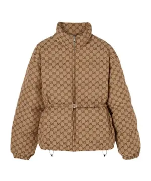 Gucci Gg Monogram Zip-up Bomber Jacket - Camel/ebony