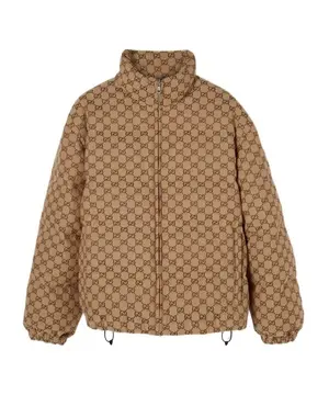 Gucci Gg Monogram Zip-up Bomber Jacket - Camel/ebony