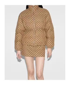Gucci Gg Monogram Zip-up Bomber Jacket - Camel/ebony