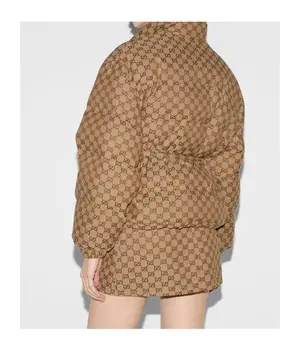 Gucci Gg Monogram Zip-up Bomber Jacket - Camel/ebony