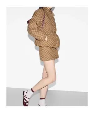 Gucci Gg Monogram Zip-up Bomber Jacket - Camel/ebony
