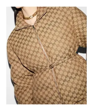 Gucci Gg Monogram Zip-up Bomber Jacket - Camel/ebony