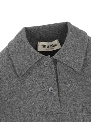 Miu Miu Cashmere Short Sleeve Polo Shirt - Slate Grey