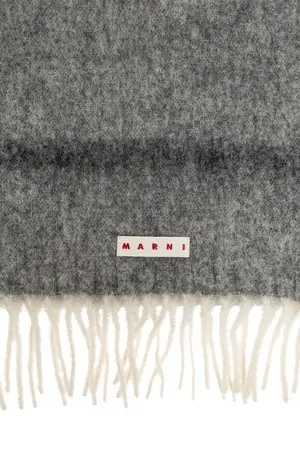 Marni Logo Patch Fringed Scarf