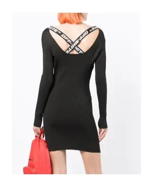 Off-White Logo Tape Ribbed Mini Dress