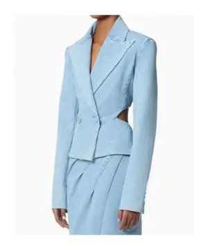 Nina Ricci Cutout Denim Double-breasted Jacket