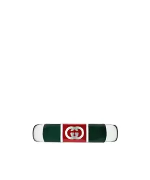 Gucci Ring With Web Detail And Enamel - Red And Green