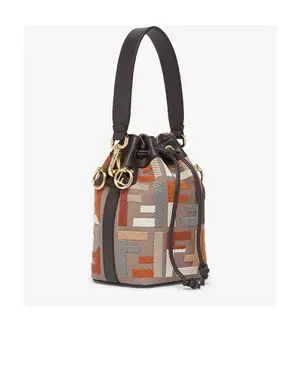 Fendi Embroidered Canvas Mini Bucket Bag