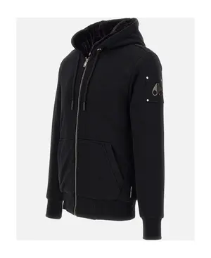 Moose Knuckles Logo-plaque Drawstring Zip-up Hoodie - Black