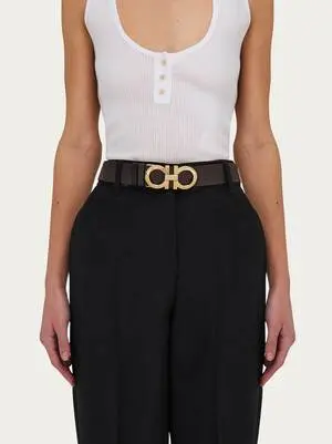 FERRAGAMO Gancini Buckle Leather Belt