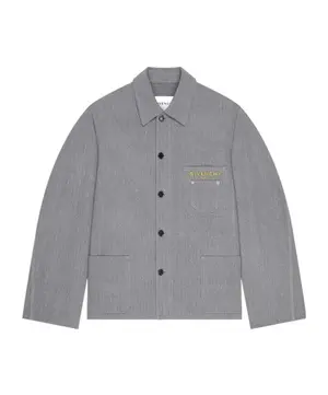 Givenchy Paris Logo Embroidered Denim Jacket - Grey