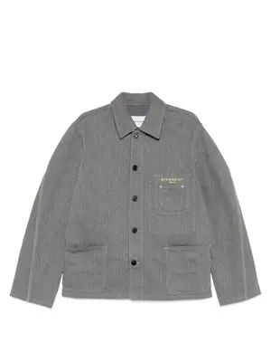 Givenchy Paris Logo Embroidered Denim Jacket - Grey