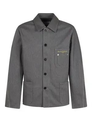 Givenchy Paris Logo Embroidered Denim Jacket - Grey