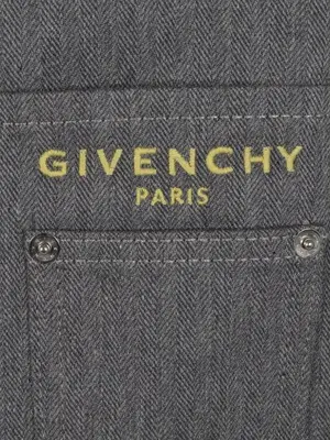 Givenchy Paris Logo Embroidered Denim Jacket - Grey