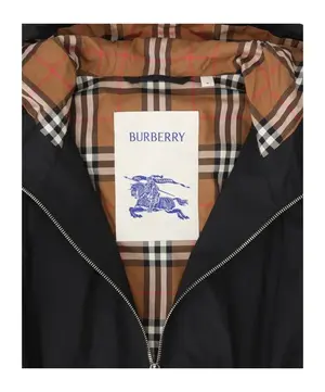 Burberry Plaid Hooded Long-sleeve Jacket - Black